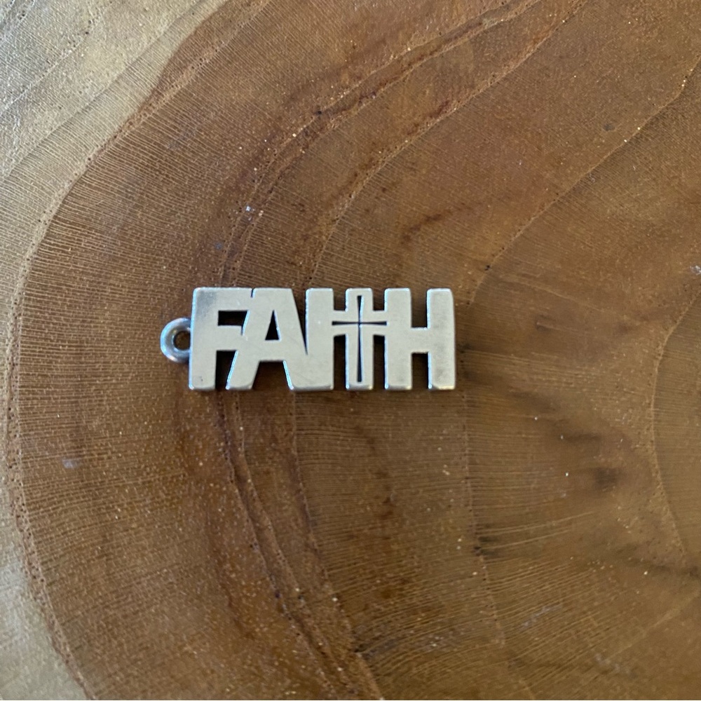 Retired James Avery Faith Charm, Sterling Silver - Gem